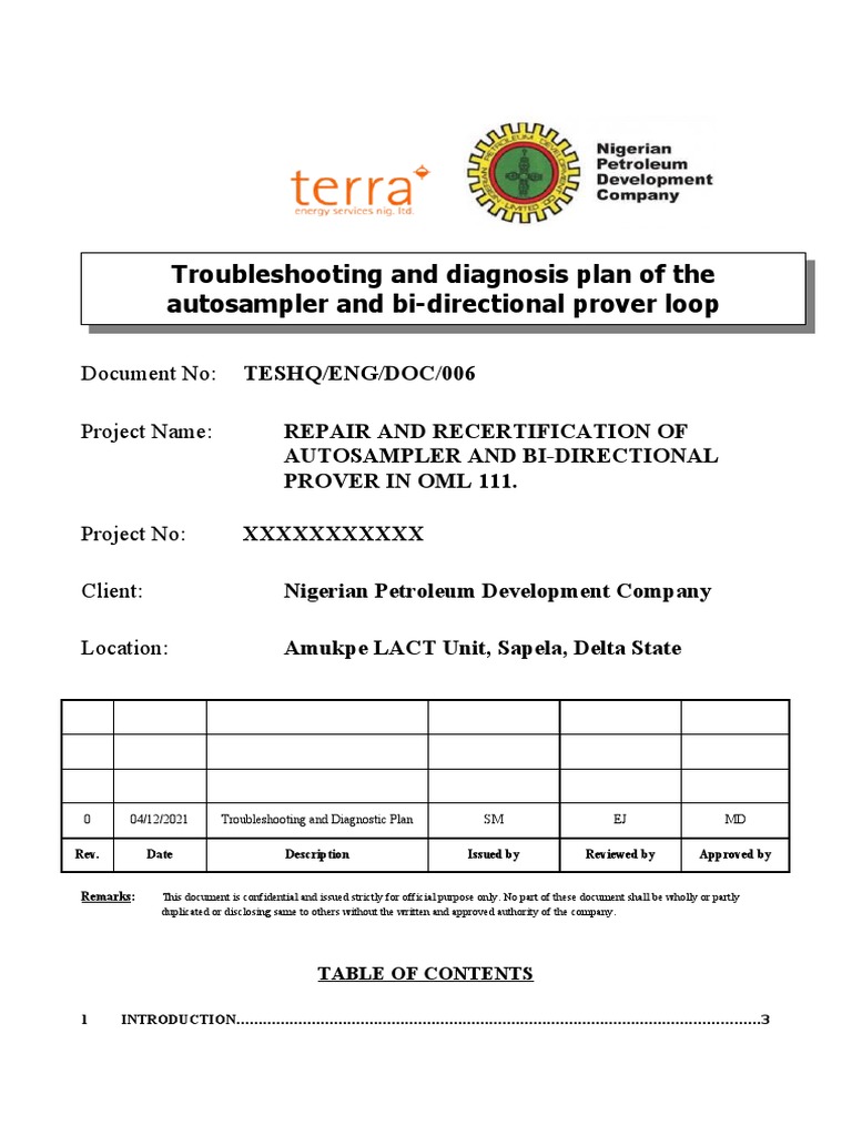 Troubleshooting Plan - Autosampler and BD Prover Repair 07 12 2021 ...