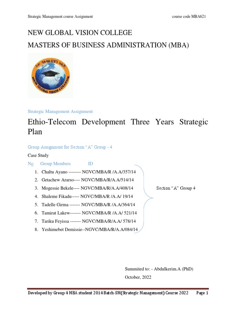 Ethio-Telecom's Three-Year Strategic Growth Plan | PDF | Strategic ...