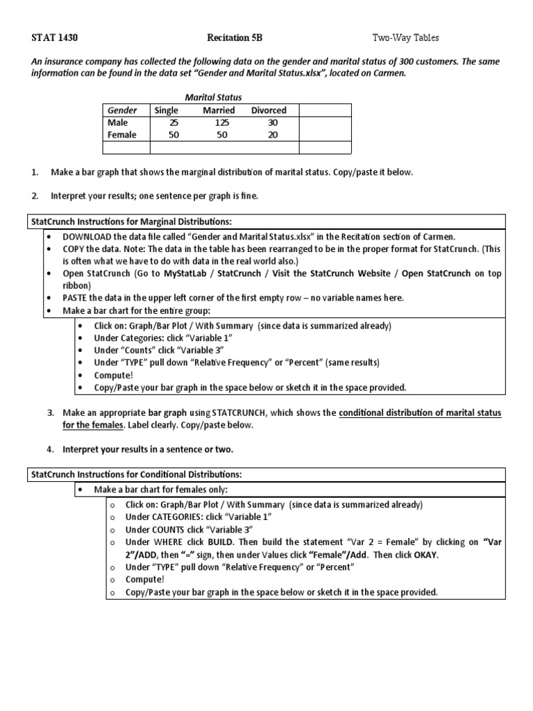 Rec 5B - Two-Way Tables | PDF | Chart | Statistics