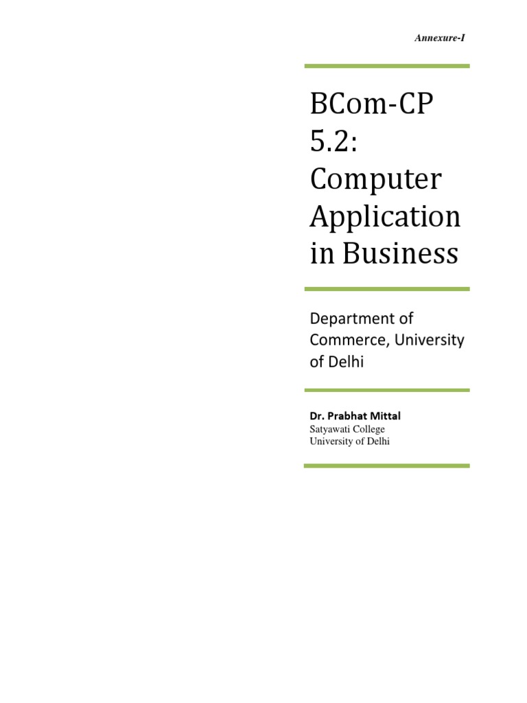 Computer Application B.com Hons | PDF | Information System | Sales