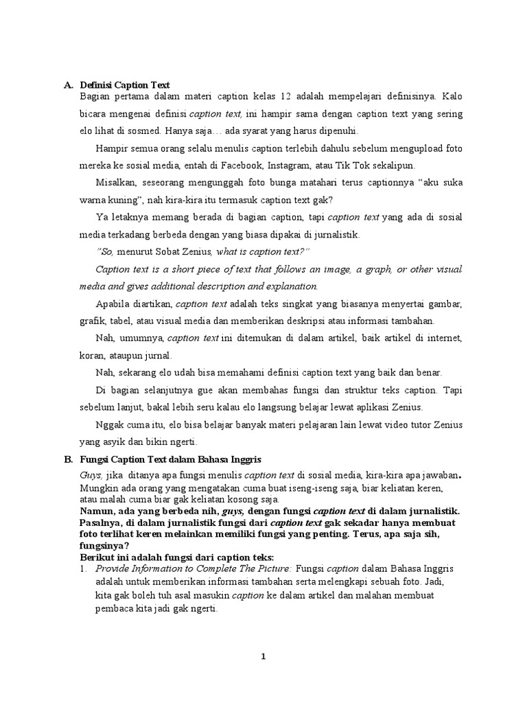 MAKALAH Definisi Caption Text | PDF