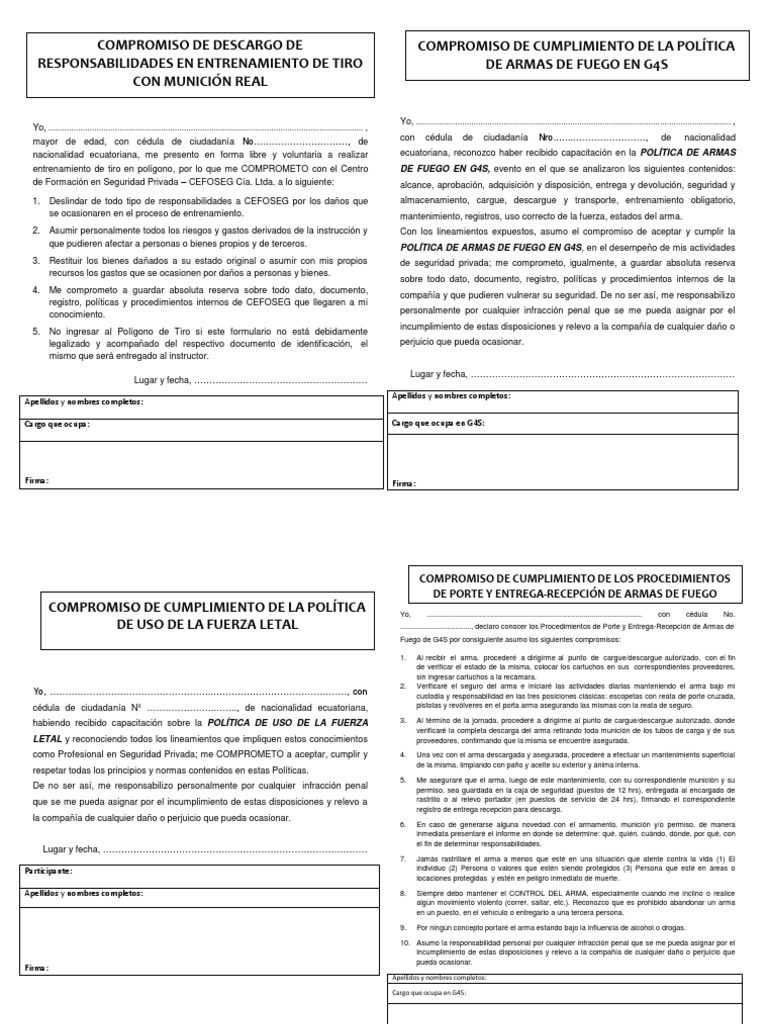Documentos para Imprimir 4 Hojas PDF | PDF | Seguridad y salud ocupacional | Ecuador