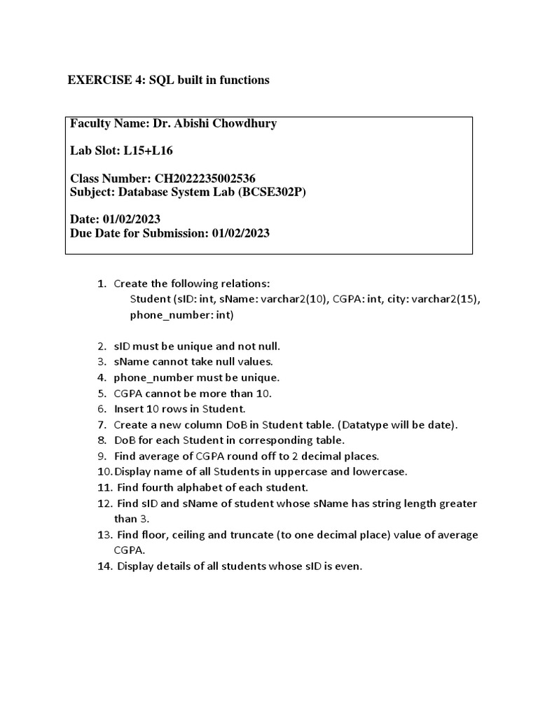 Practical Sheet 4 PDF | PDF