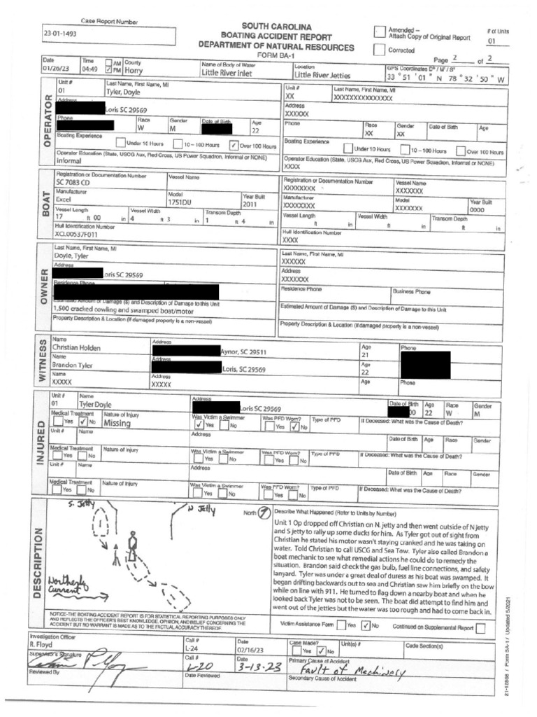 Tyler Doyle Boating Accident Report | PDF