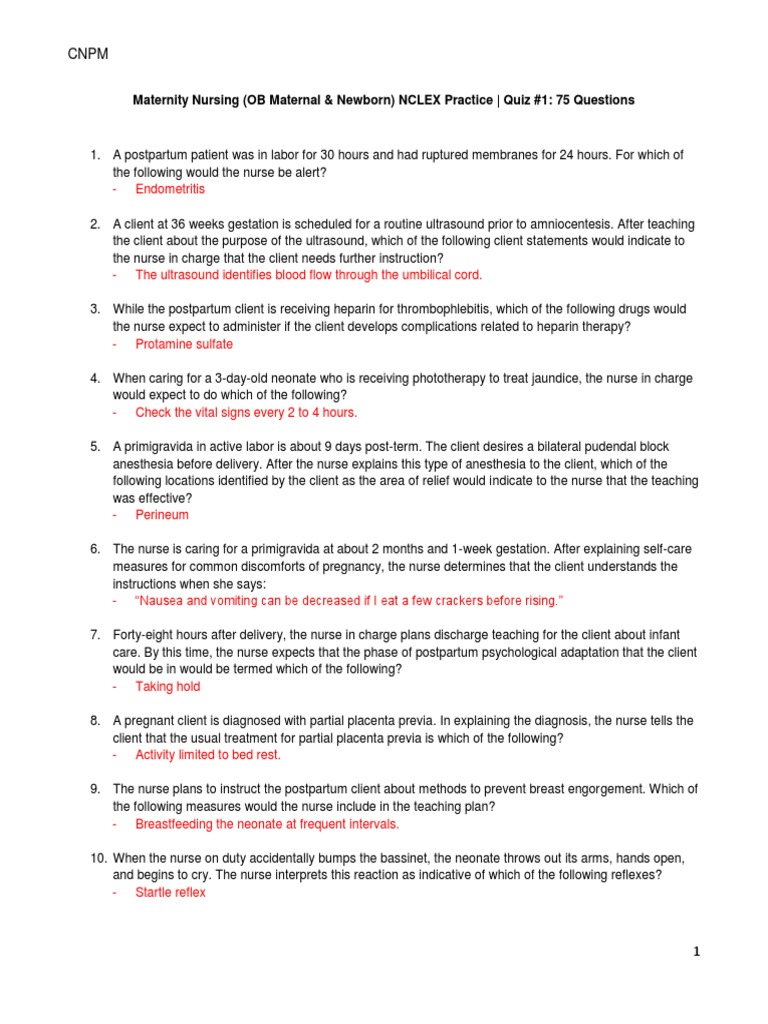 MCN Nurselabs Reviewer 1 | Download Free PDF | Childbirth | Pregnancy