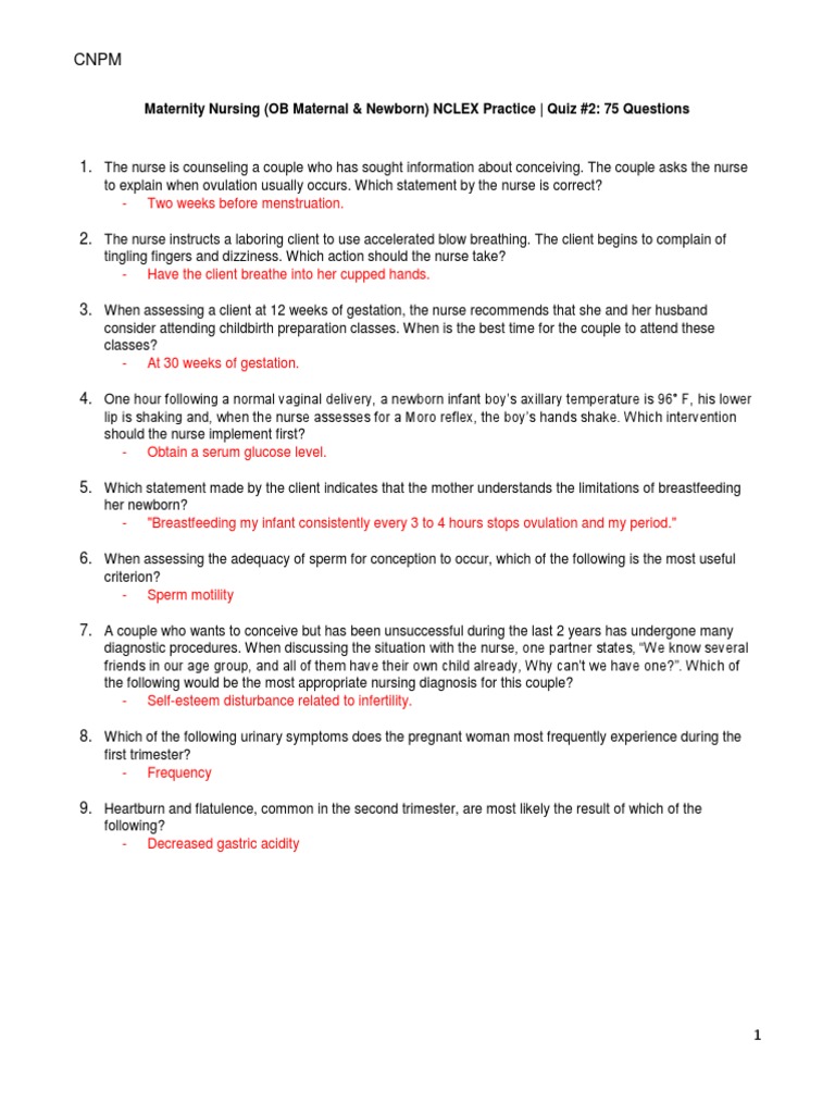 MCN Nurselabs Reviewer 2 | PDF