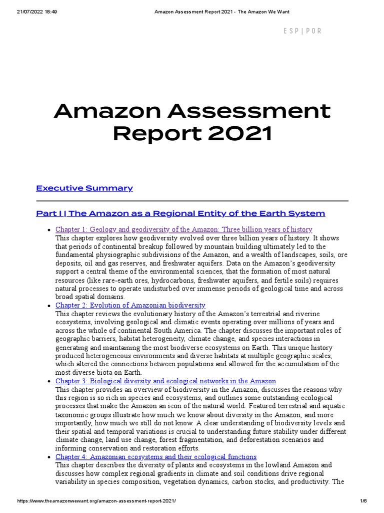 Amazon Assessment Report 2021 Summary | PDF | Amazon Rainforest ...