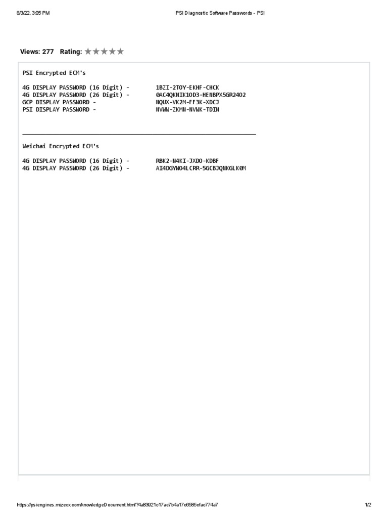 PSI Diagnostic Software Passwords | PDF | Business