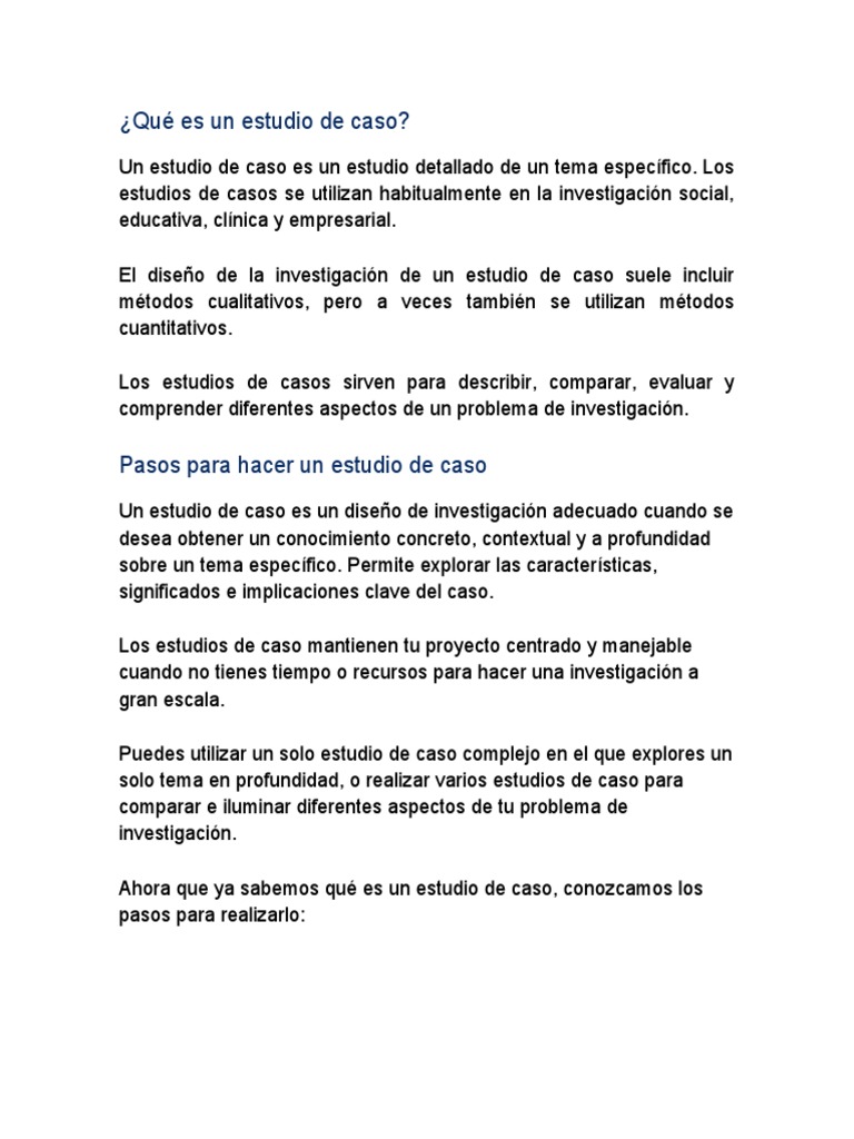 Guía para Realizar un Estudio de Caso | PDF