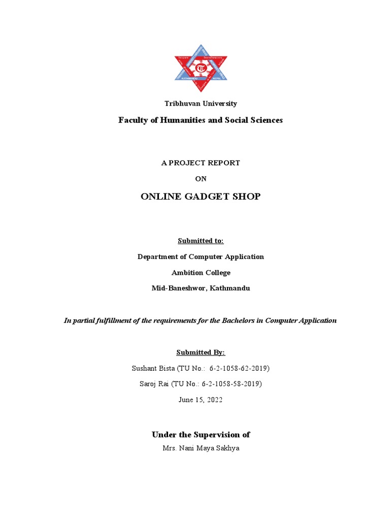 Online Gadget Shop Project Report | PDF | E Commerce | Databases