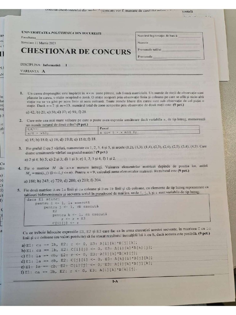 Simulare Poli 2023 | PDF