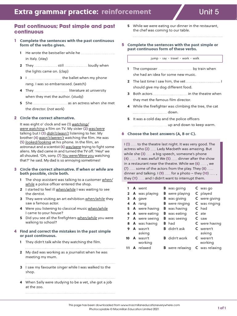 A2 U5 Extra Grammar Practice Reinforcement PDF | PDF