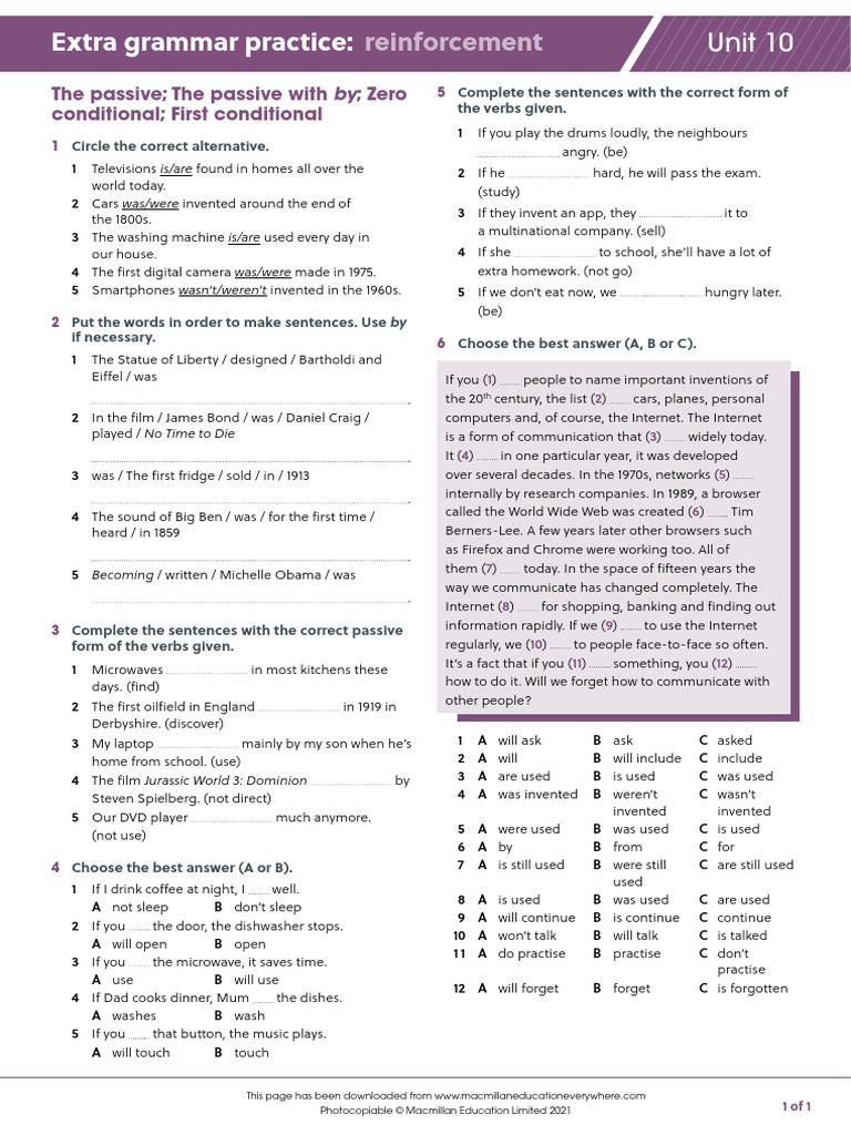 A2_U10_Extra_Grammar_Practice_Reinforcement.pdf | PDF | Computing