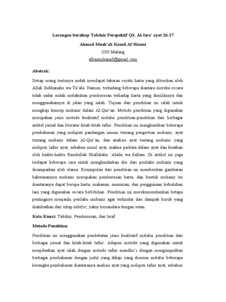 Mubadzir | PDF