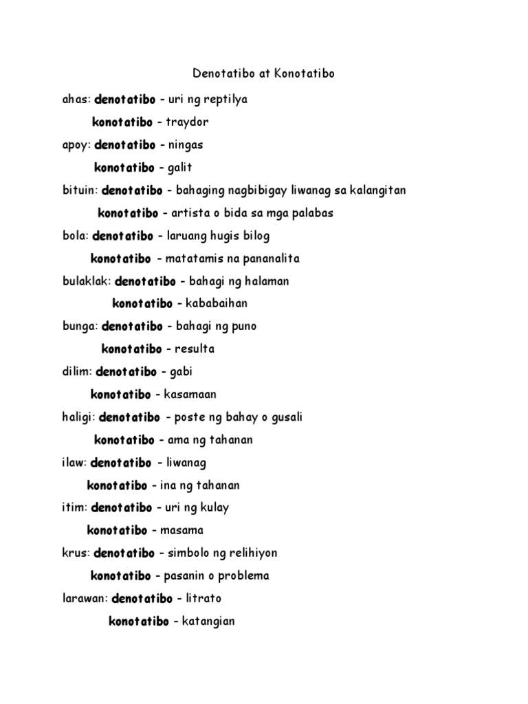 Denotatibo at Konotatibo | PDF