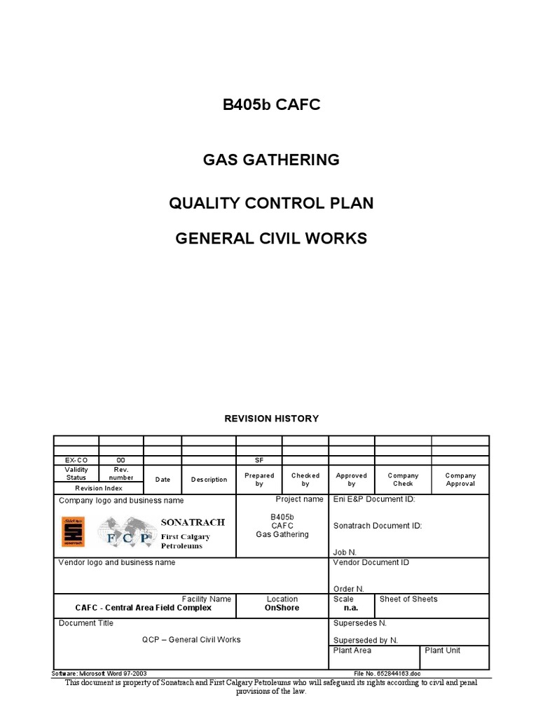 Gas Gathering Quality Control Plan | PDF | Specification (Technical Standard) | Quality Assurance