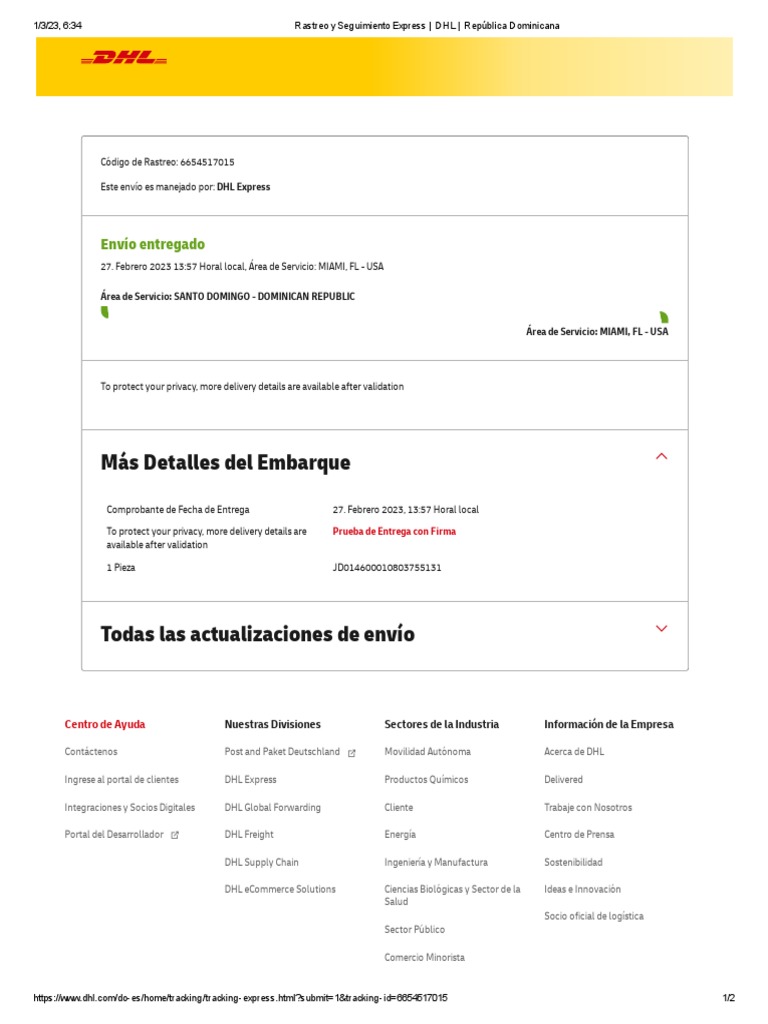 Rastreo y Seguimiento Express - DHL - República Dominicana PDF | PDF ...