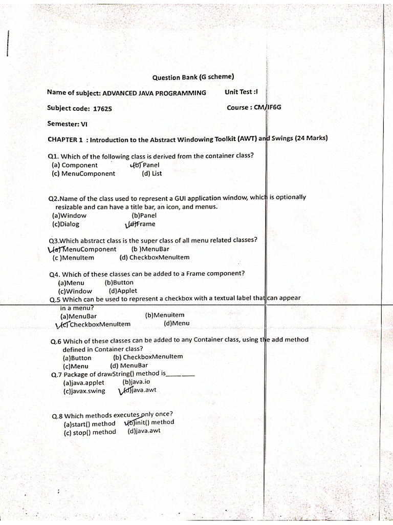 ADV Java Mcqs PDF | PDF