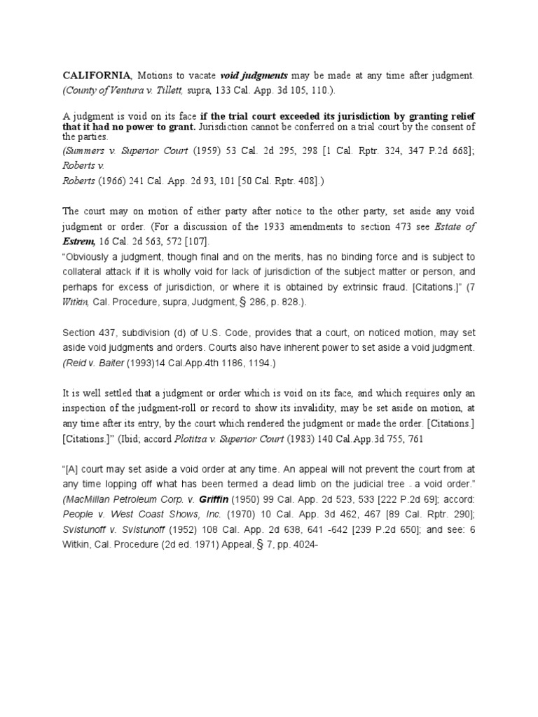 California Motions To Vacate Void Judgment | PDF | Supreme Court Of ...