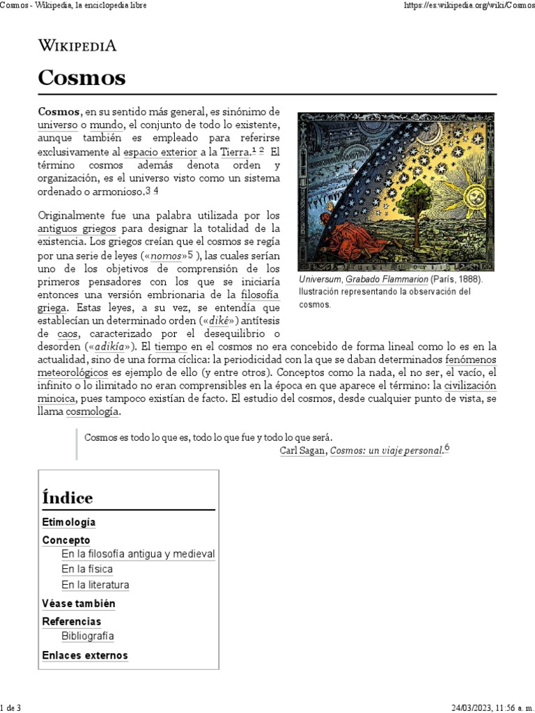 Cosmos - Definiciones | PDF | Ciencias sociales | Filosofía