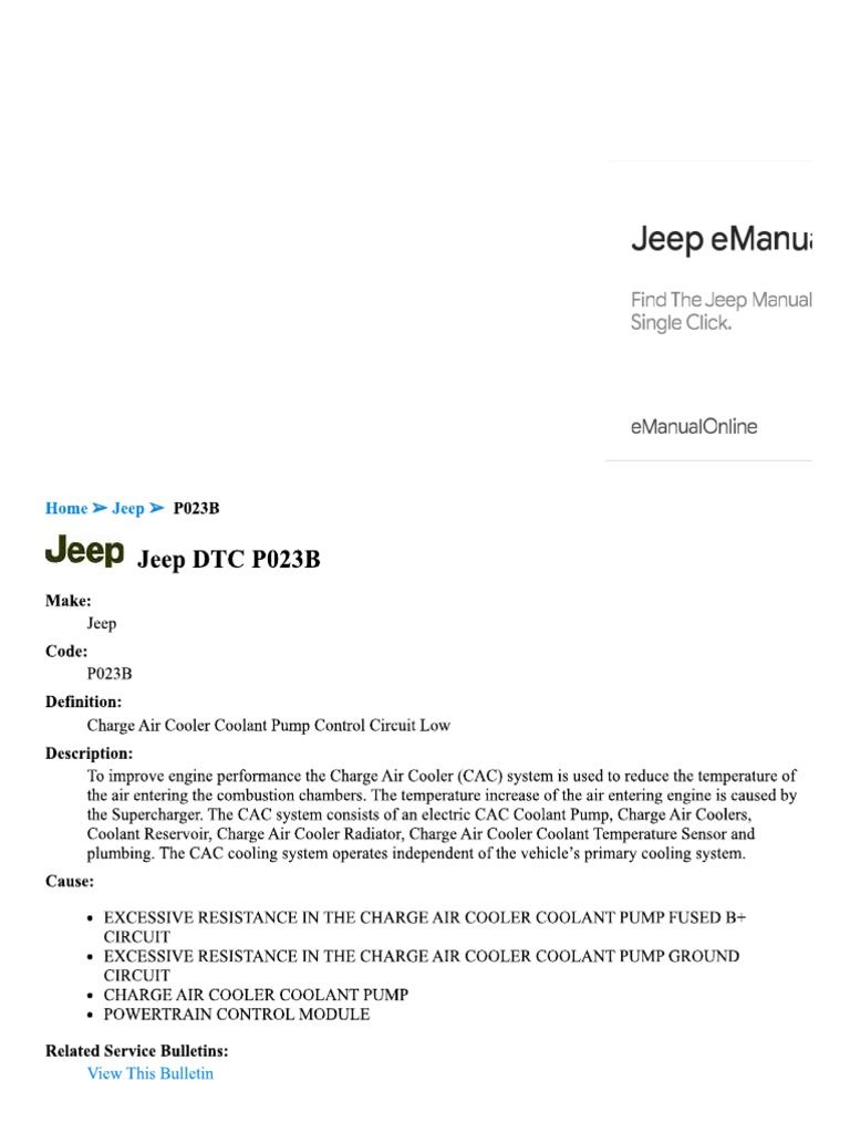 DTC P023B Error Jeep | PDF
