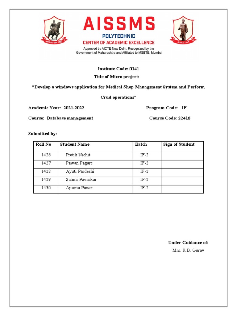 DMA Micro Project Report 2022 | Download Free PDF | Engineering | Databases