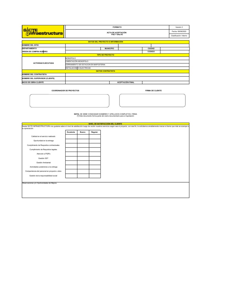 Formato Acta de Entrega y Paz y Salvo | PDF | Business | Economias