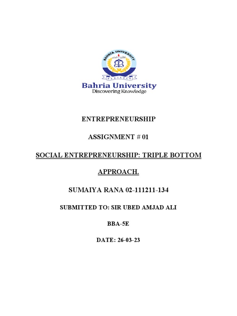 Ent Assignment 1 | PDF | Entrepreneurship | Social Entrepreneurship