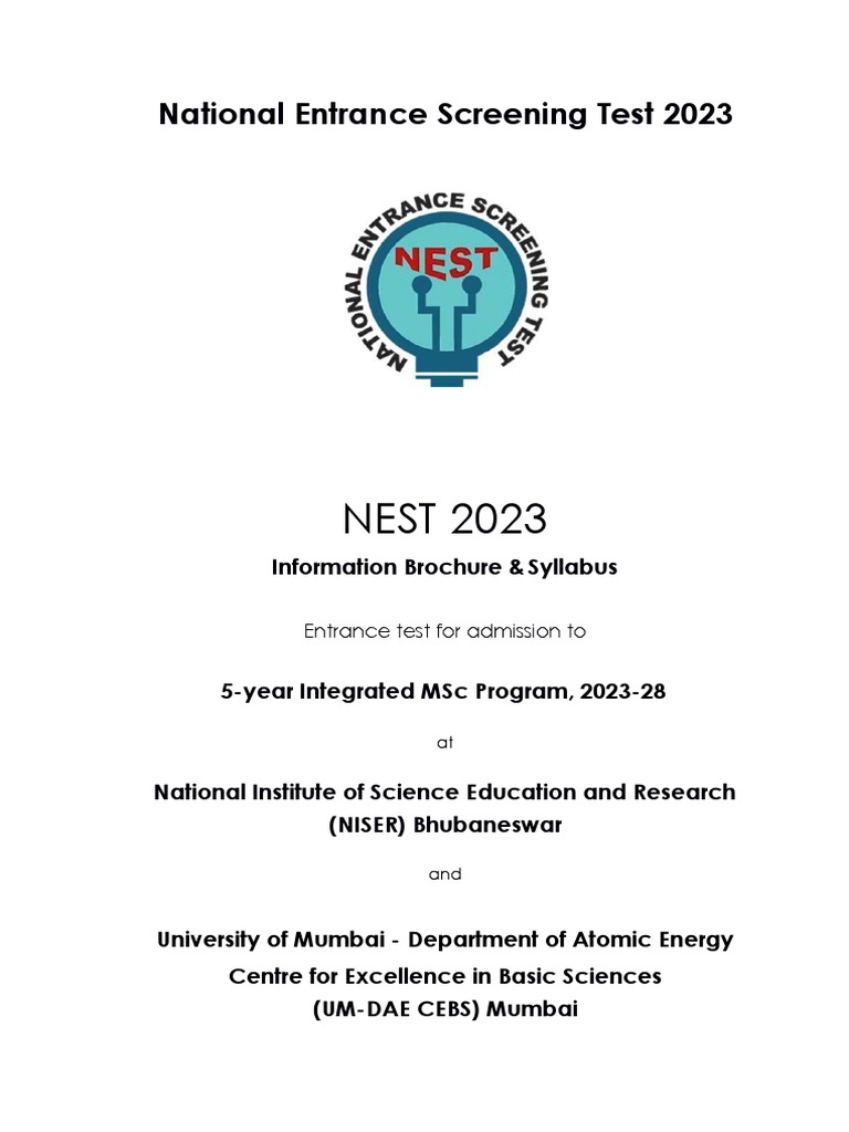 NEST 2023: Integrated MSc Admission Guide | PDF | Chemical Bond | Alkene