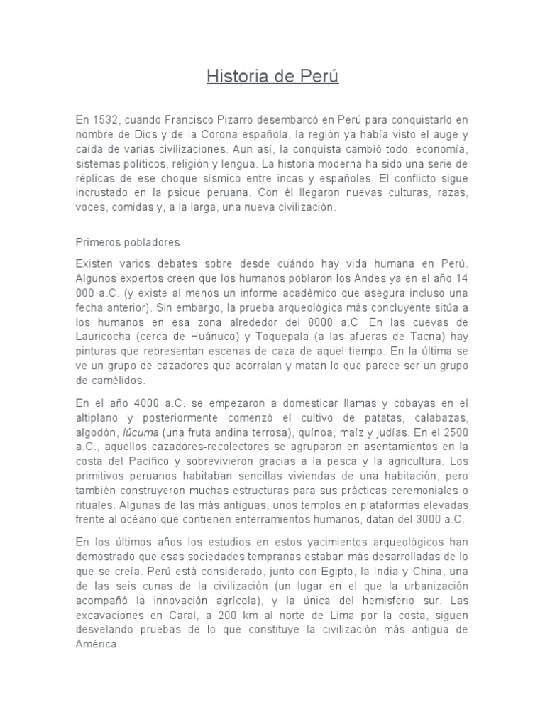 Historia Preincaica de Perú | PDF | Imperio Inca | Perú