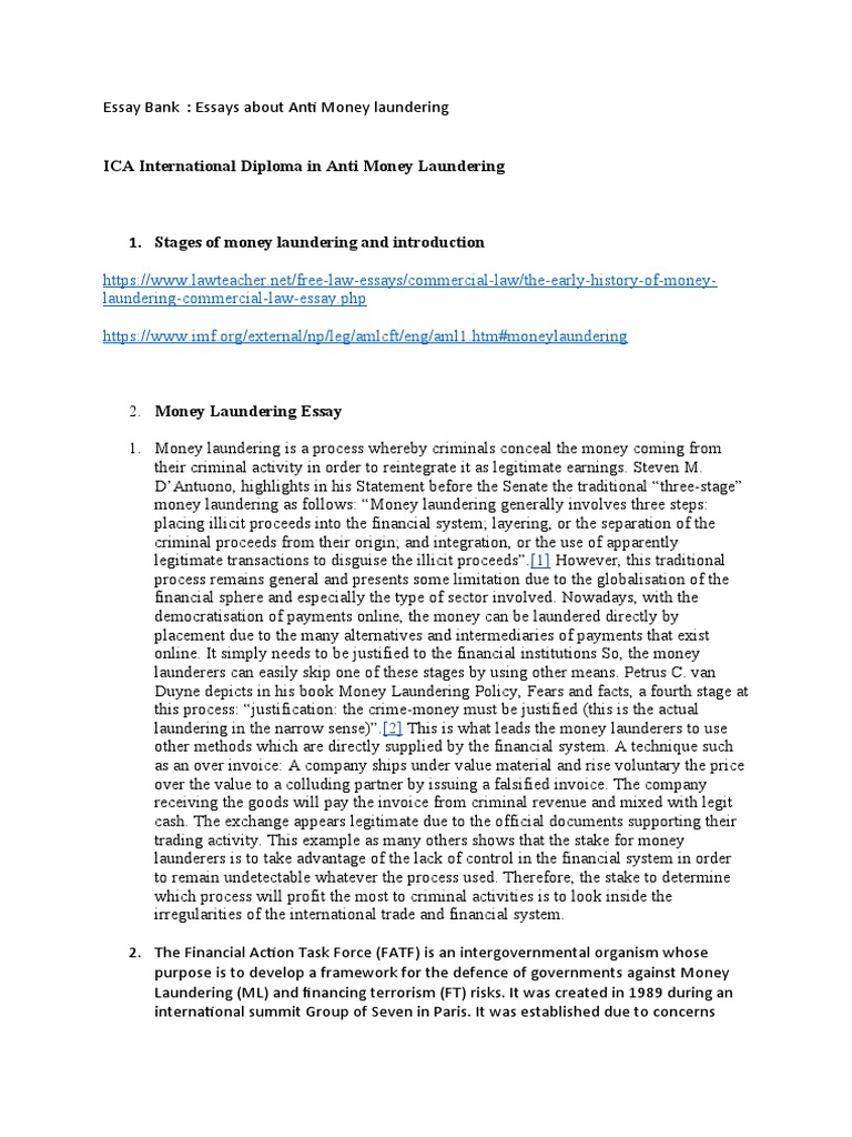 Essay Bank | PDF | Money Laundering | Justice