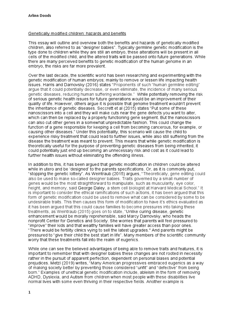 Genetically Modified Children - Essay | PDF | Designer Baby | Genetic ...