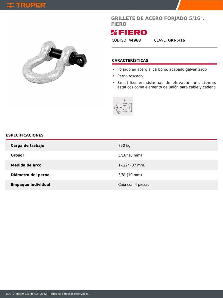 Ficha Tecnica Grilletes | PDF