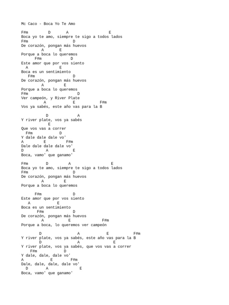 MC Caco - Boca Yo Te Amo | PDF