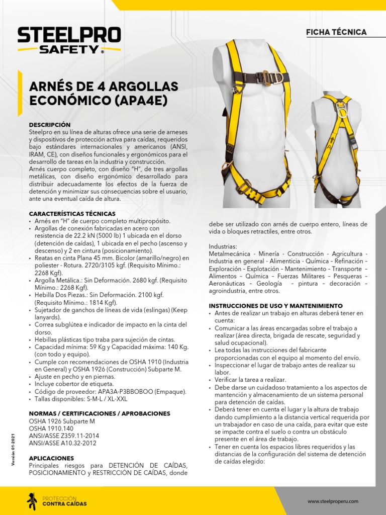 Steelpro - FT - Arnes de 4 Anillos | PDF | Administración de Seguridad ...