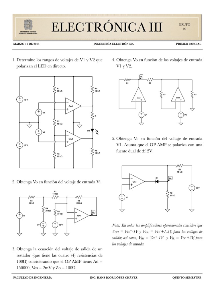 Primer Parcial - Electr+ Nica III - 2015 - I | PDF