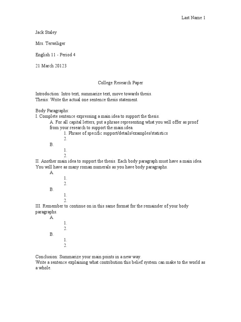 MLA Outline Template | PDF