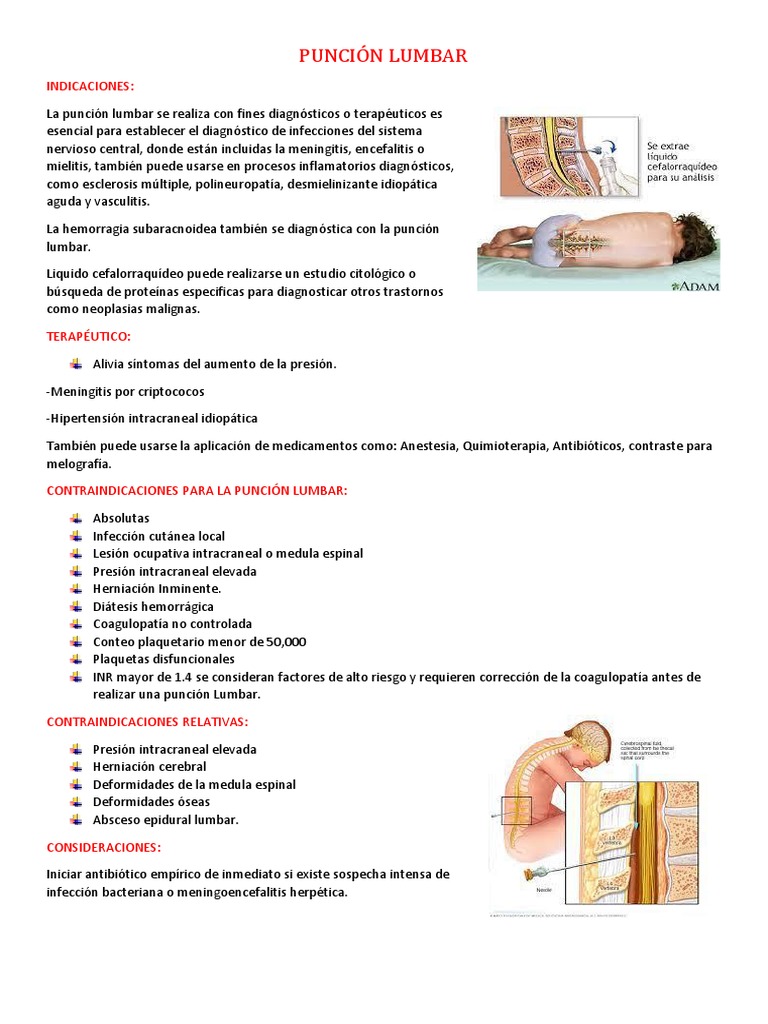 Punción Lumbar | PDF | Especialidades Medicas | Enfermedades y ...
