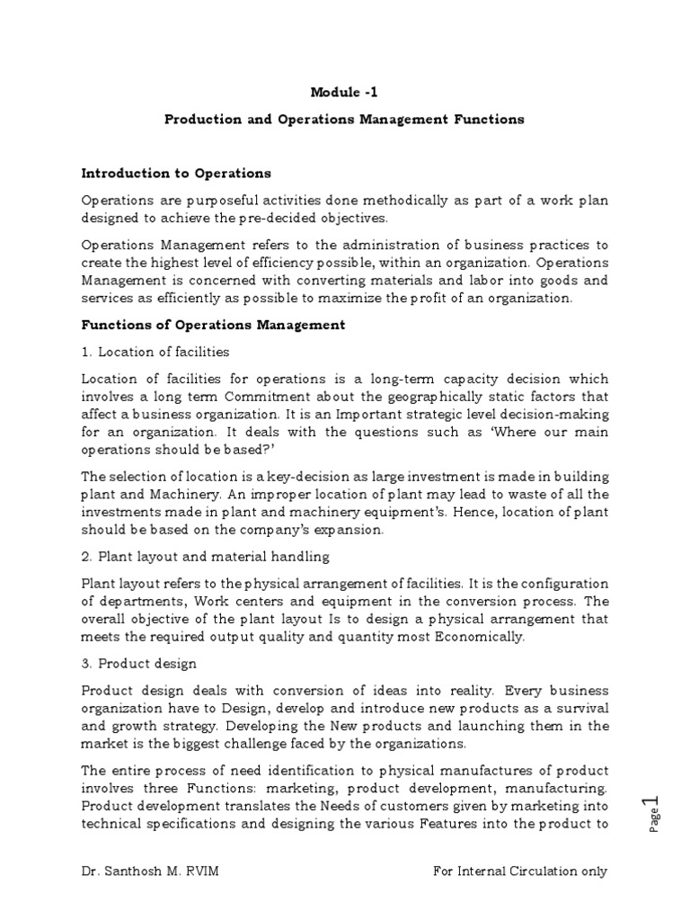 Module 1 OSCM | PDF | Decision Making | Labour Economics