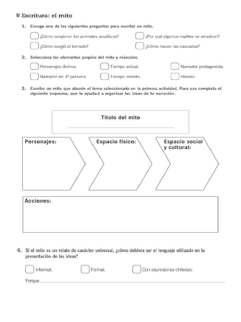 Escritura Mito Sexto Año | PDF