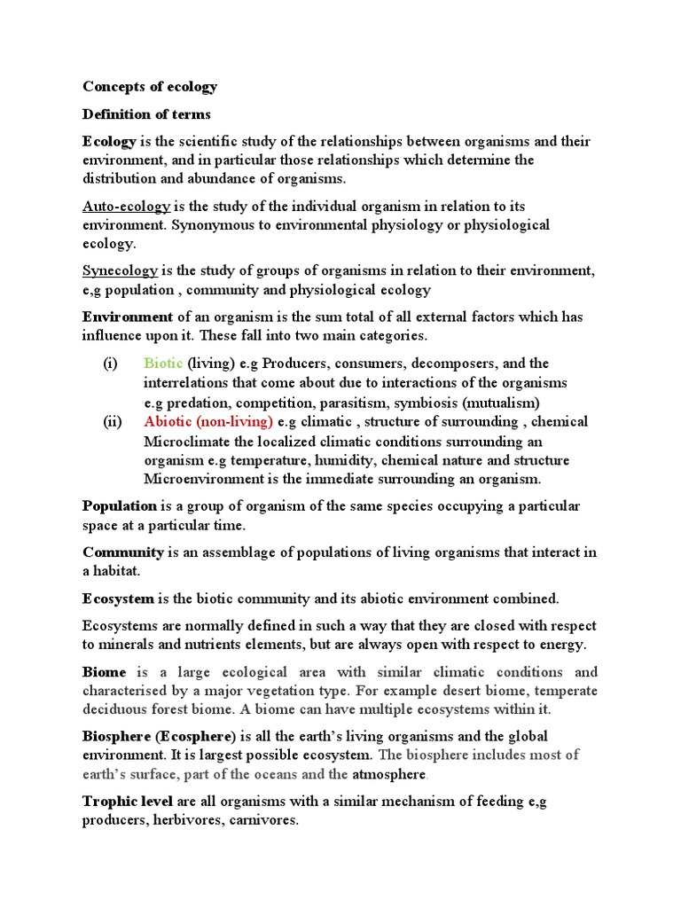 Concepts of Ecology Lecture Notes | PDF | Ecosystem | Ecology