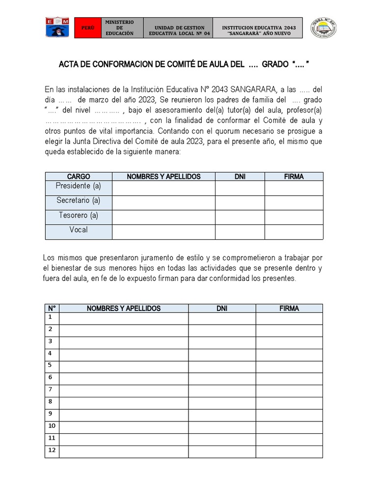 Acta Comite Aula 2023 | PDF