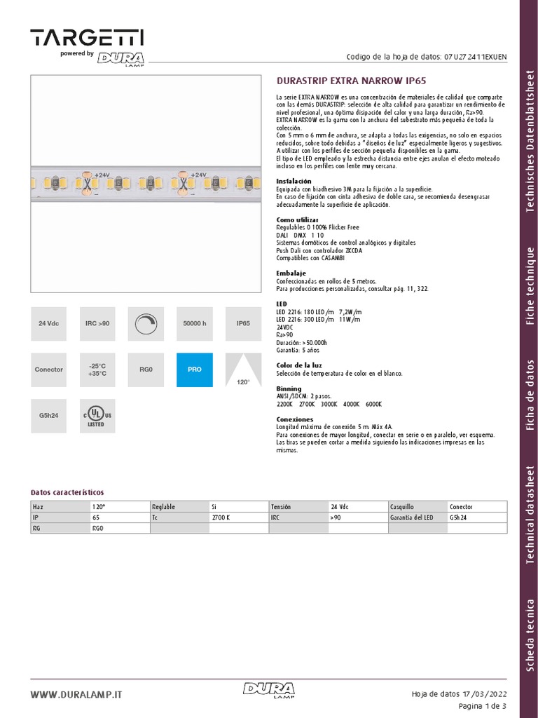 07U272411EXUEN - datasheet - es | PDF | Diodo emisor de luz | Ligero