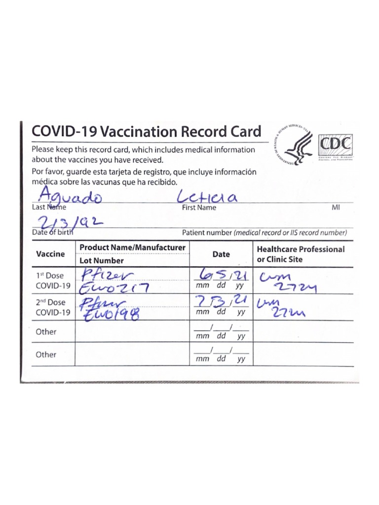 COVID-19 Vaccination Record Card | PDF