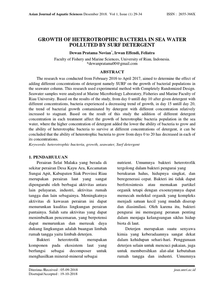 Growth of Heterotrophic Bacteria in Sea 49d4c1f8 PDF | PDF | Seawater ...