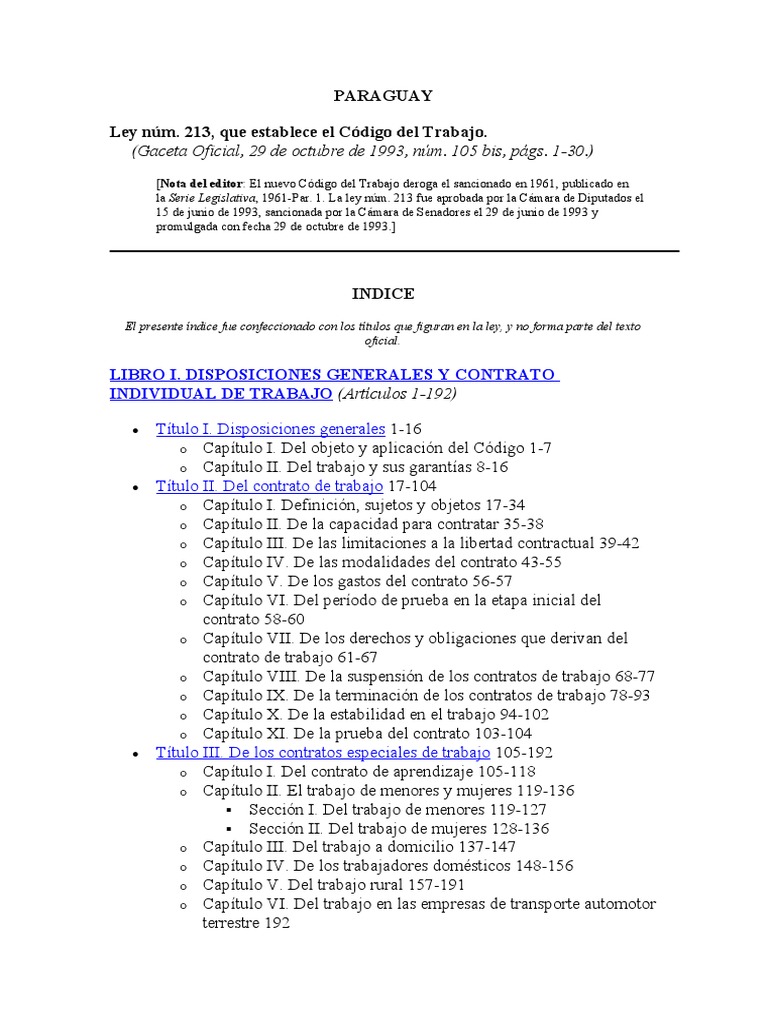 PARAGUAY Codigo Laboral | PDF | Salario | Sindicato