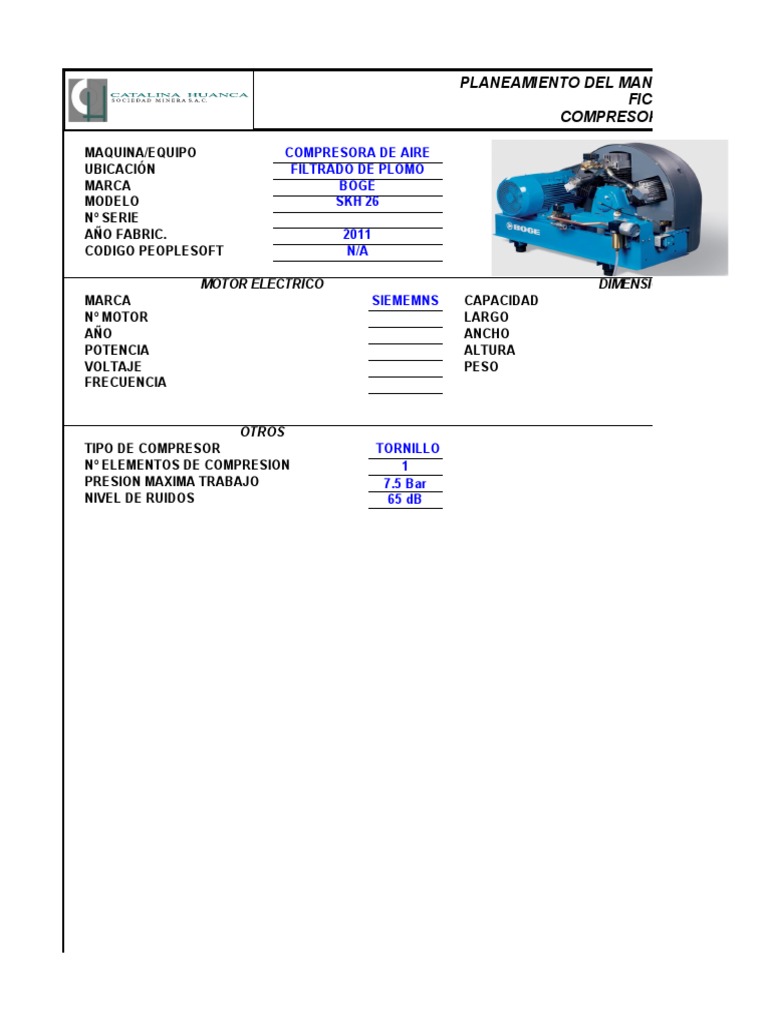 Ficha Técnica de Compresoras de Aire | PDF | Decibel | Metrología