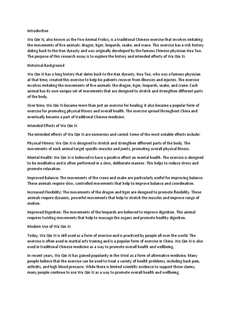 Wu Qin Xi History | PDF