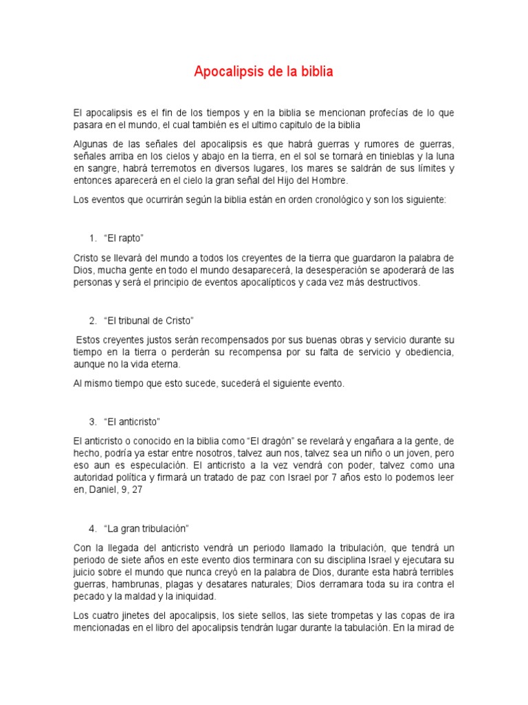 Apocalipsis De La Biblia Pdf Armagedón Antecristo