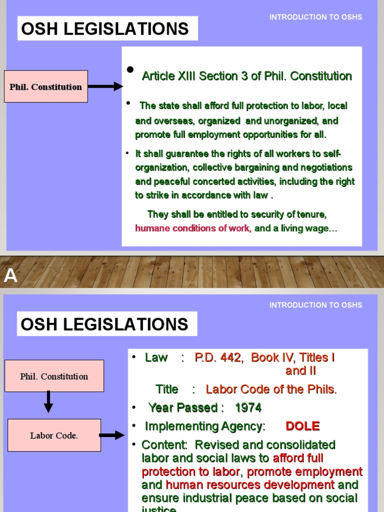 Bosh 2 Osh Legislation | PDF | Occupational Safety And Health | Labour Law